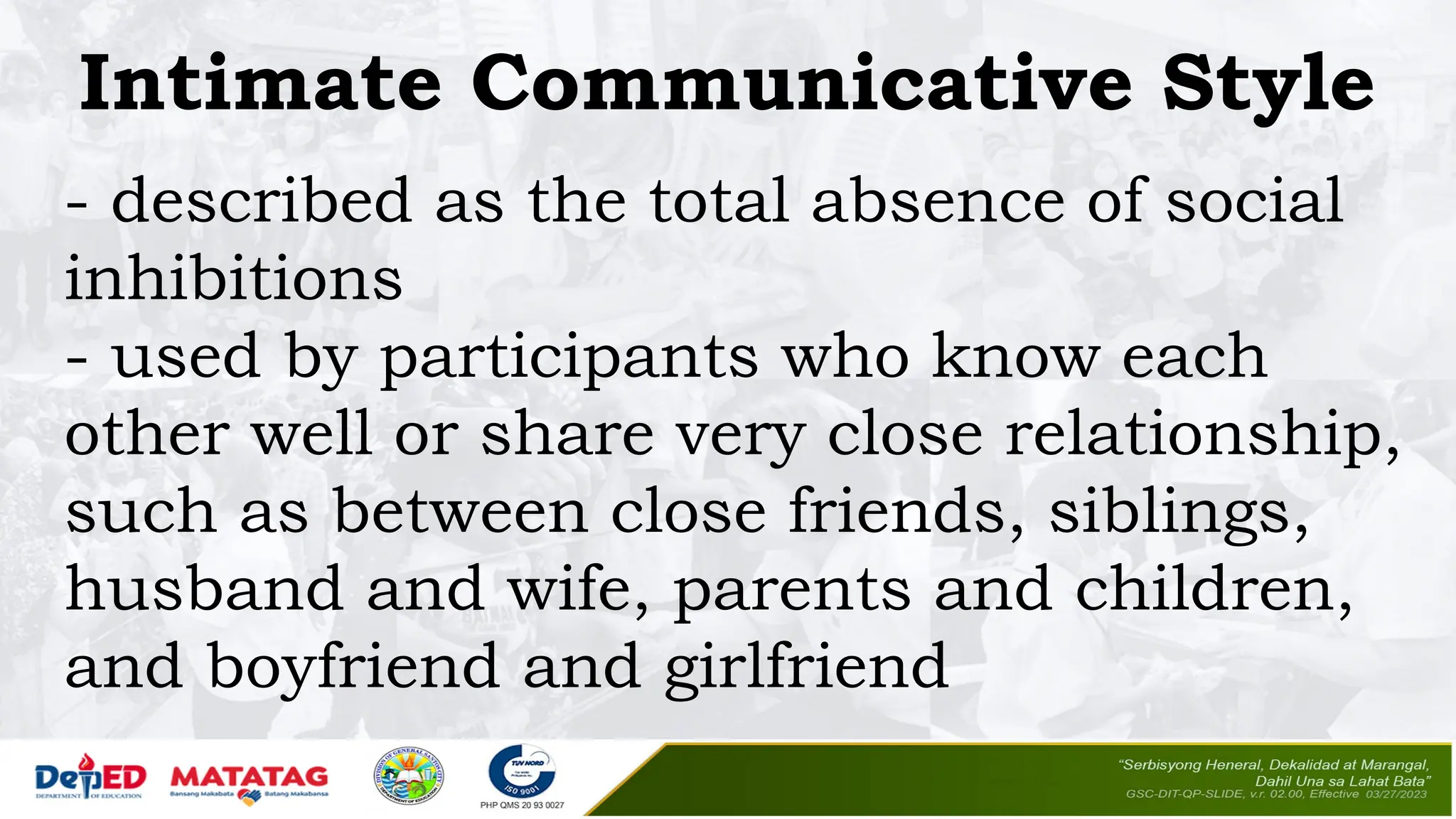 5 TYPES OF COMMUNICATIVE STYLES (MARTIN JOOS) | PPTX