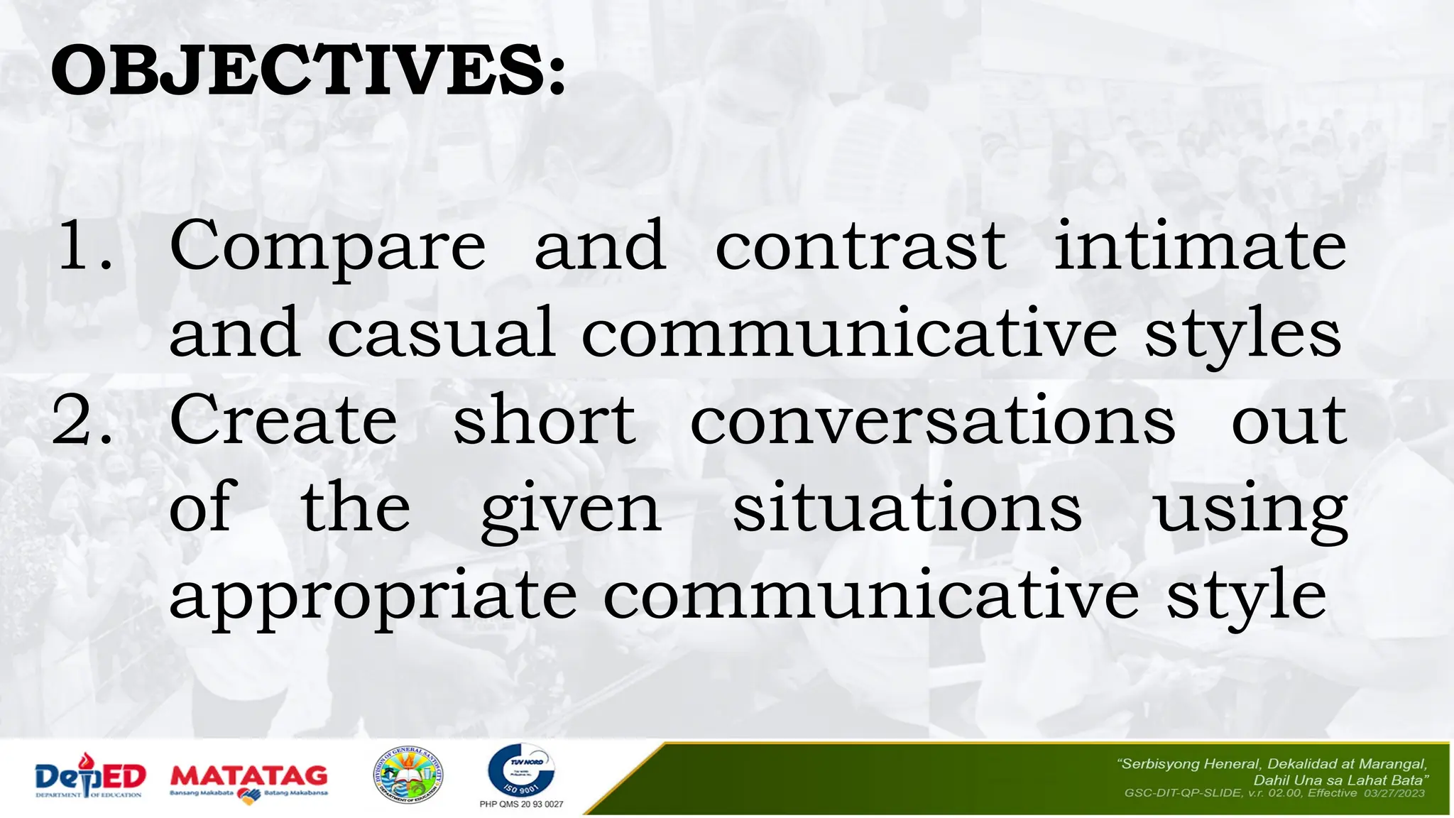 5 TYPES OF COMMUNICATIVE STYLES (MARTIN JOOS) | PPTX