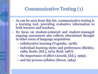 Communicative Testing | PPT
