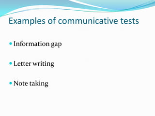 Communicative tests presentation | PPT