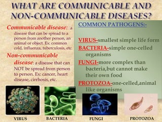 COMMUNICABLE AND NON COMMUNICABLE DISEASES | PPTX