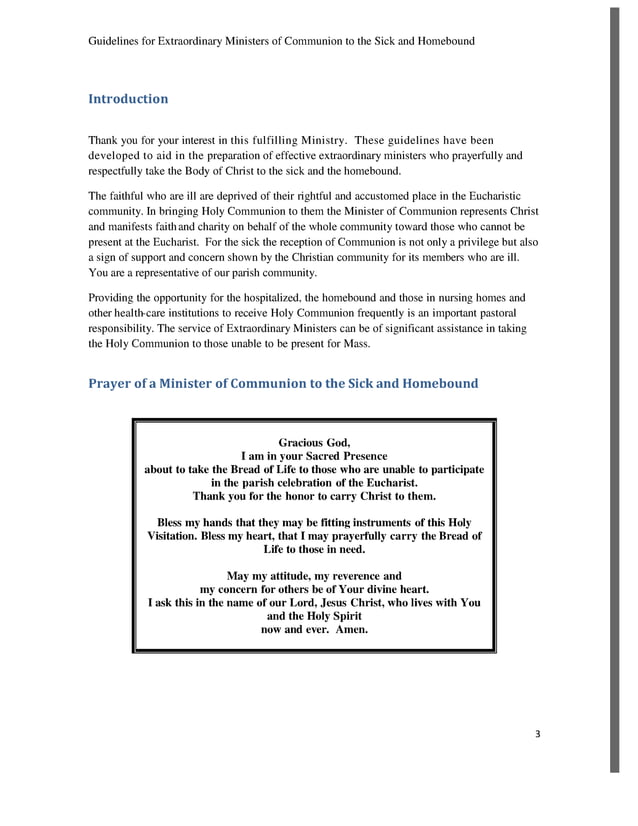 Holy Communion for the Homebound by the EMHC | PDF
