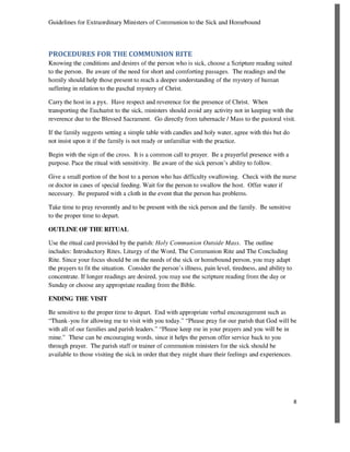 Holy Communion for the Homebound by the EMHC | PDF