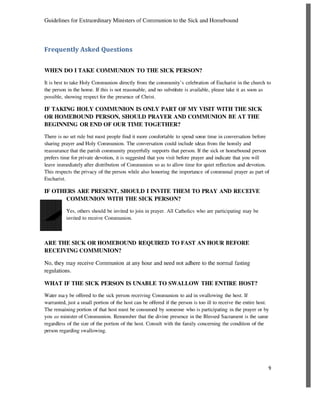 Holy Communion for the Homebound by the EMHC | PDF