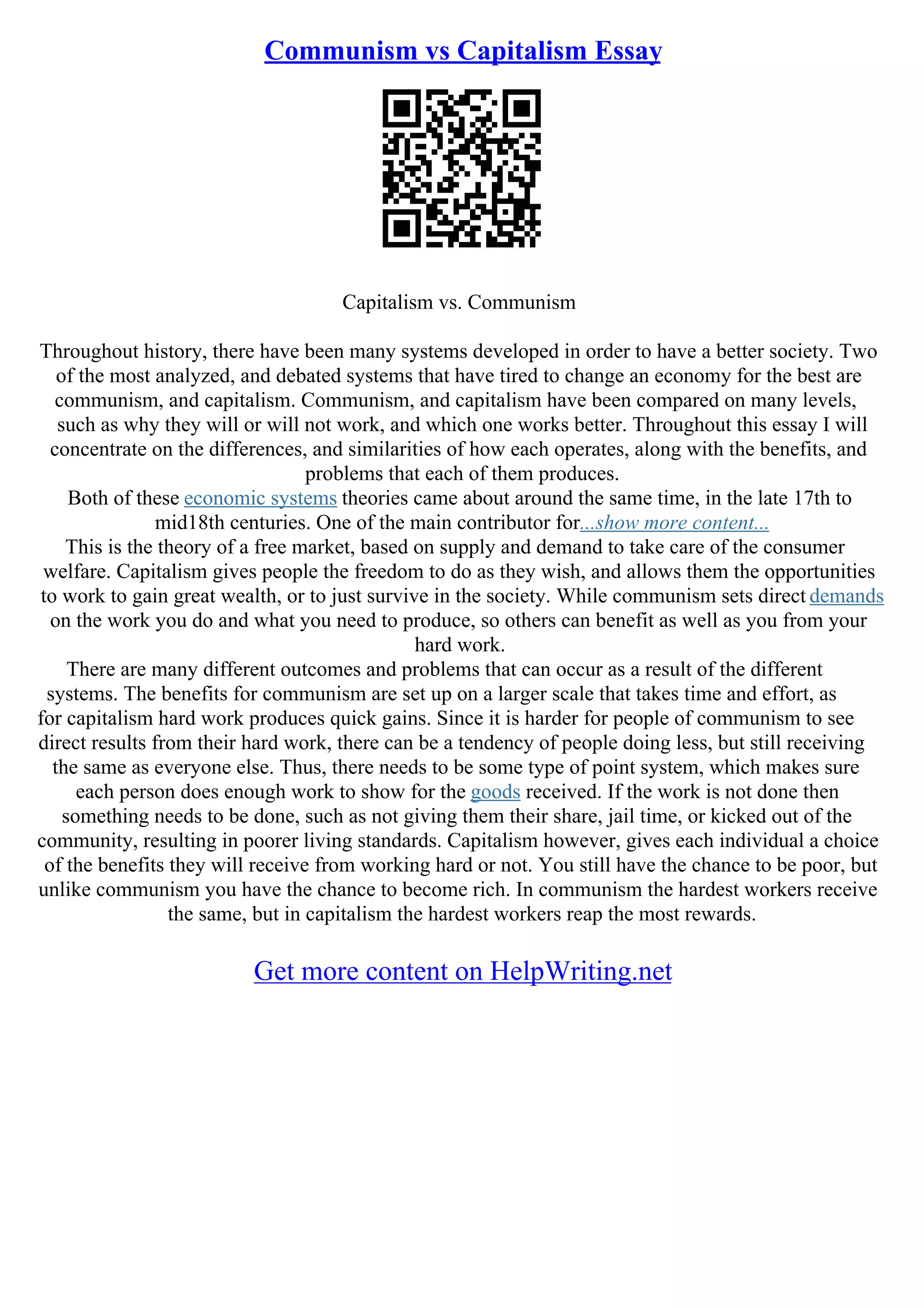 Communism Essay | PDF | Politics