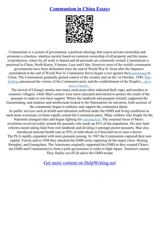 Communism Essay | PDF