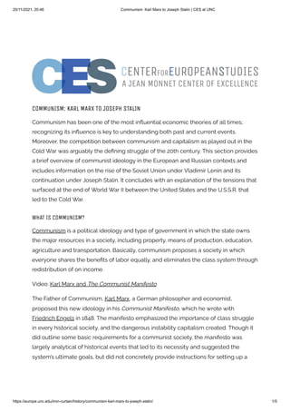Communism karl marx to joseph stalin ces at unc | PDF