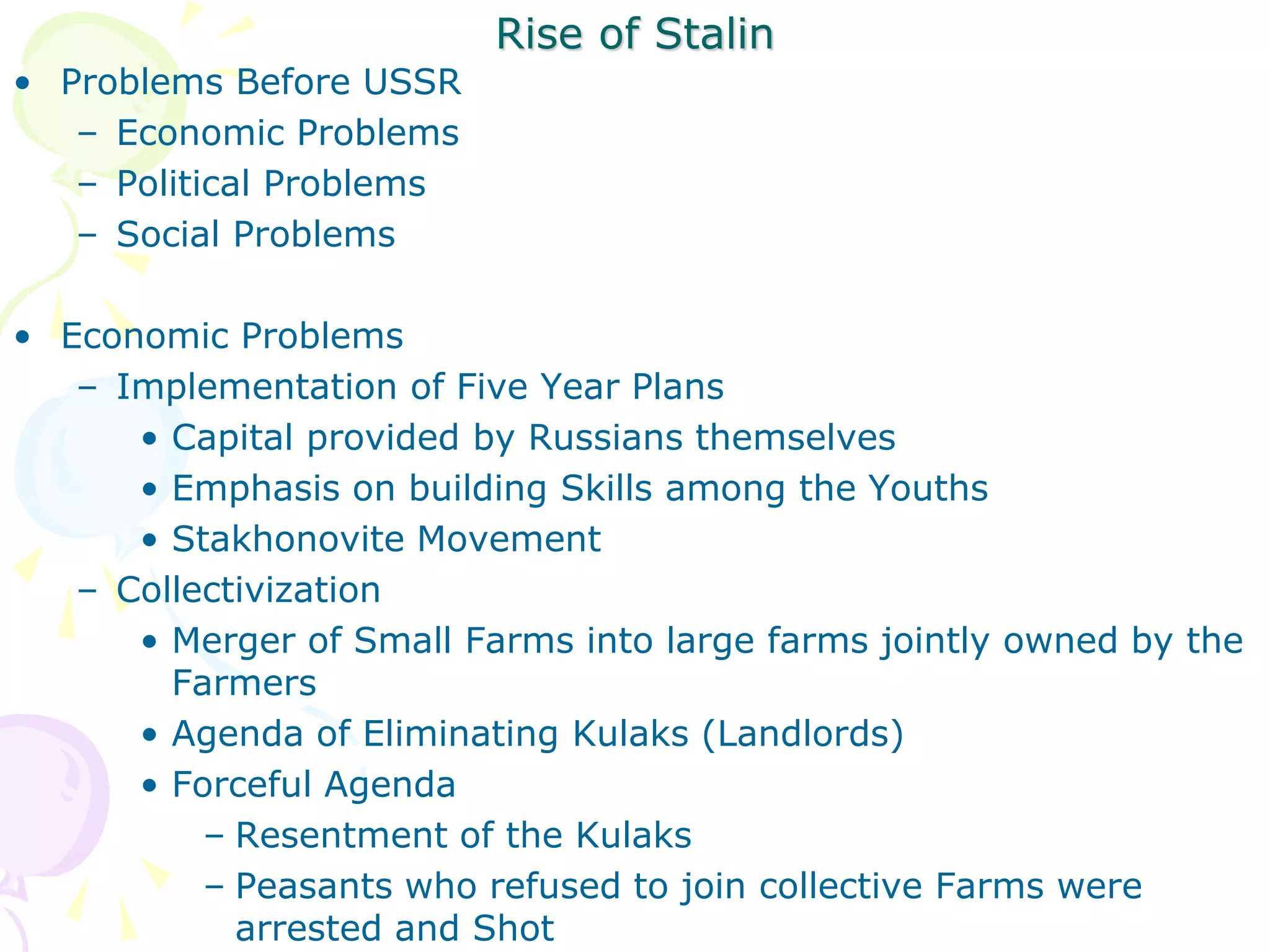 Communist rule in ussr 1924 91 | PPTX