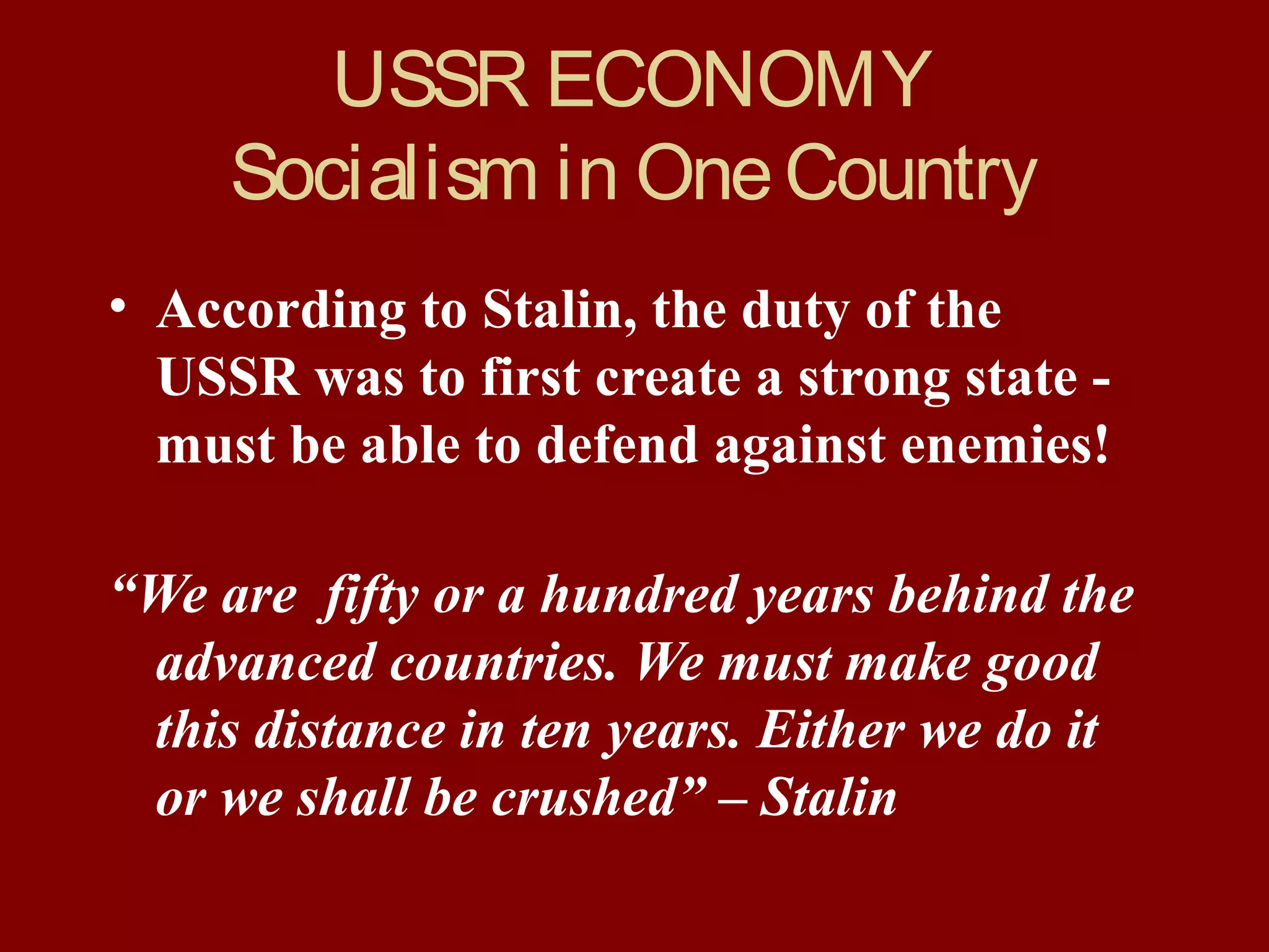 Communist USSR - Economy and Social Changes | PPT