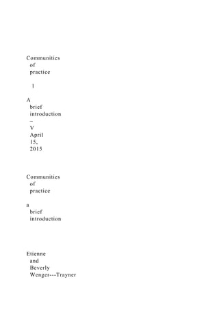 Communities of practice 1 A brief in.docx