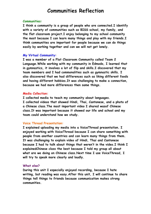 Communities reflection | DOCX