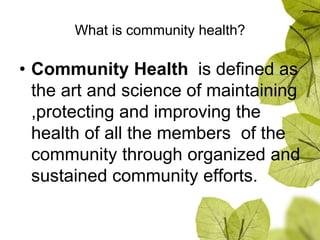 Community Health | PPT