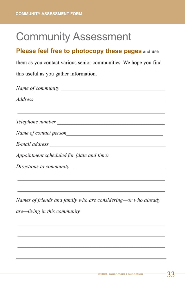 Community assessment-form | PDF | Eldercare | Family and Relationships