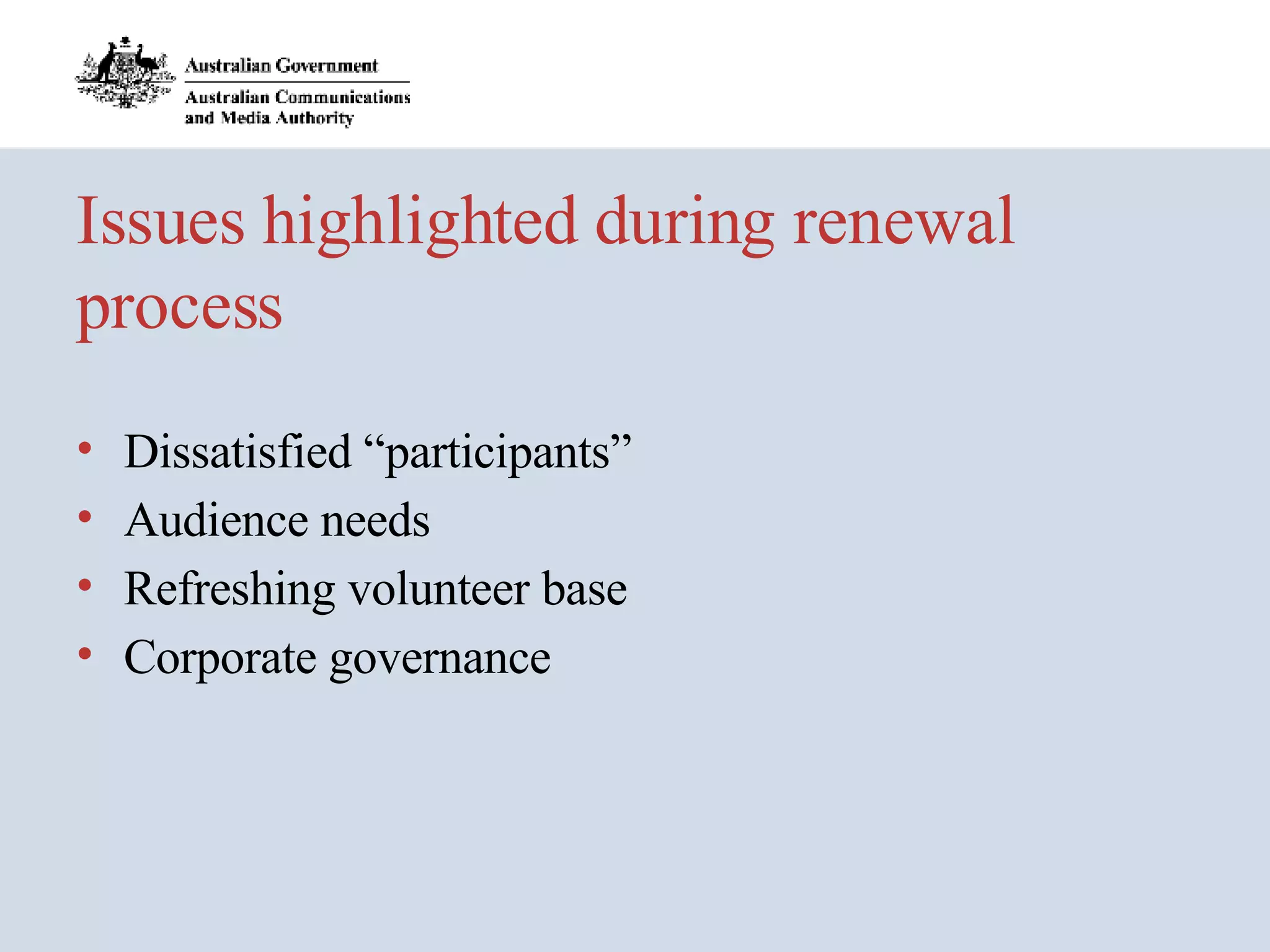 Community Broadcasting Renewals | PPT