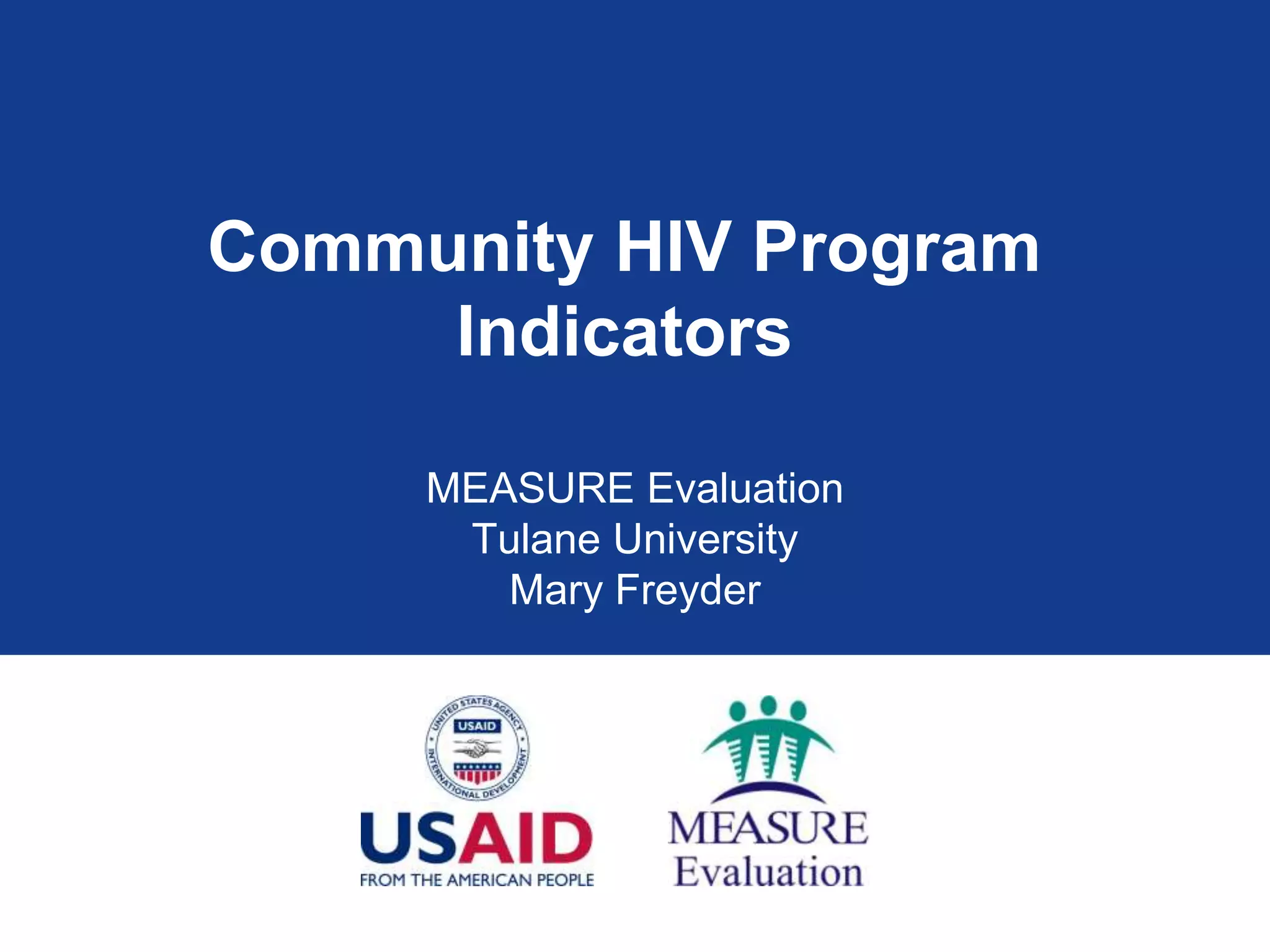 Community HIV Program Indicators | PPTX