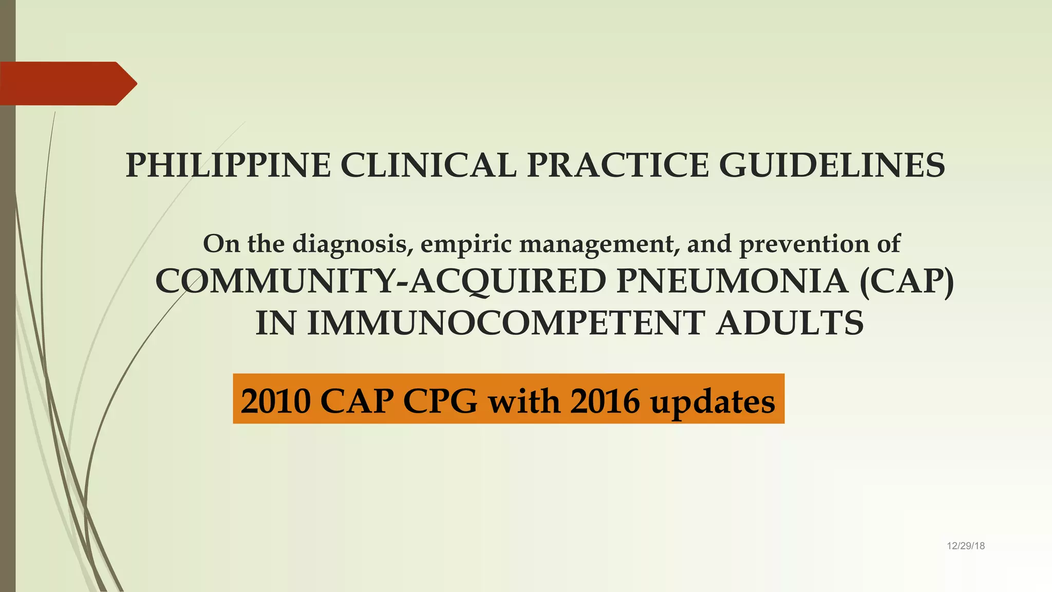 Community acquired pneumonia cpg 2016 | PPT