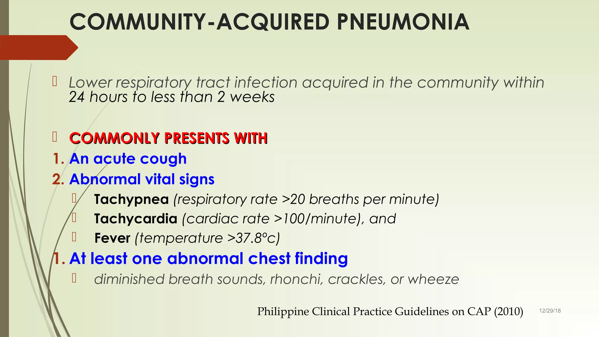 Community acquired pneumonia cpg 2016 | PPT