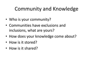 Community and knowledge | PPTX
