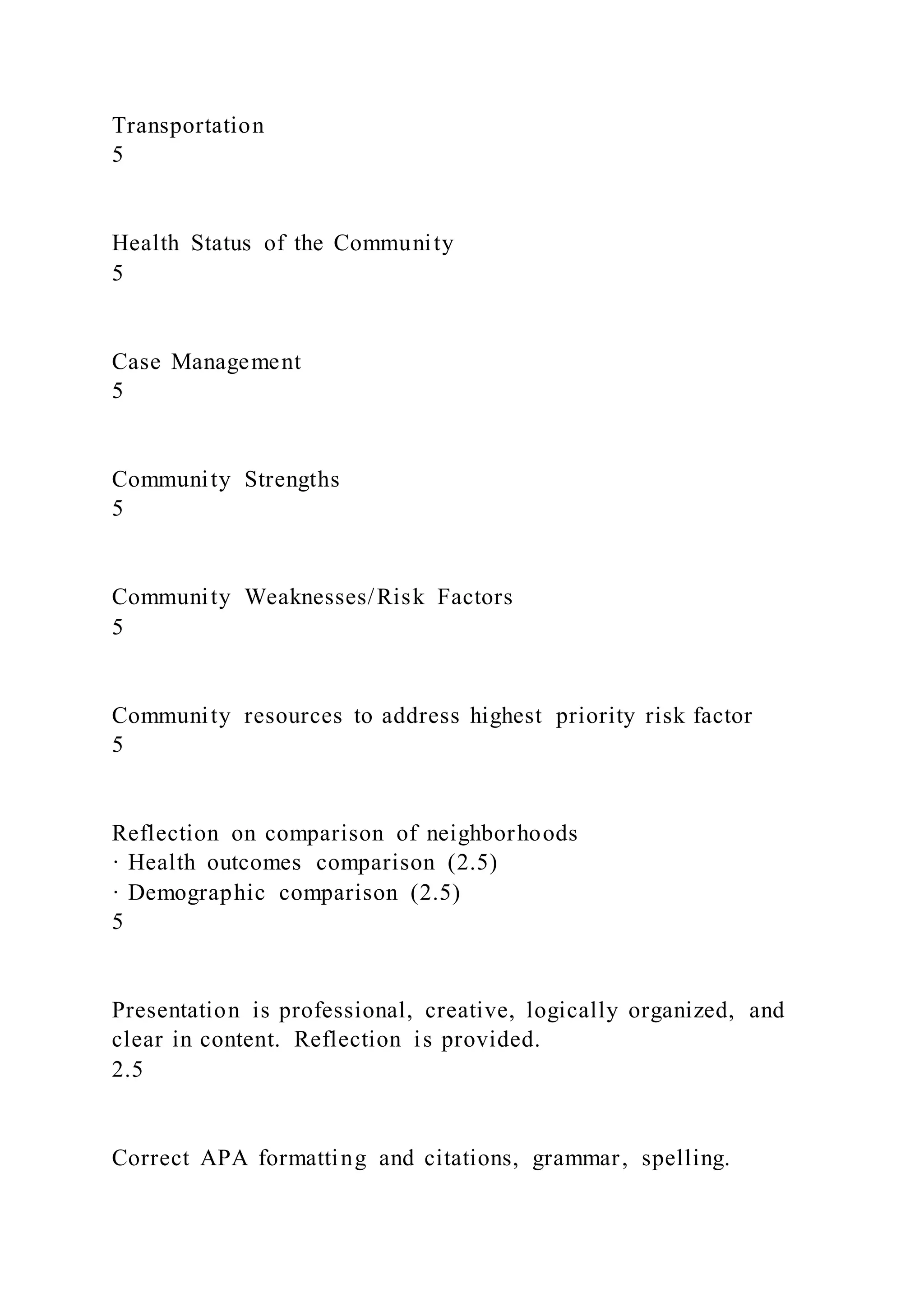 Community assessment & analysis windshield survey”purposean | DOCX