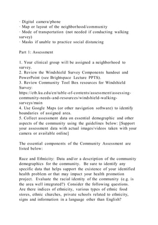 Community assessment & analysis windshield survey”purposean | DOCX