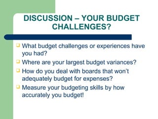 Community associations budgeting | PPT