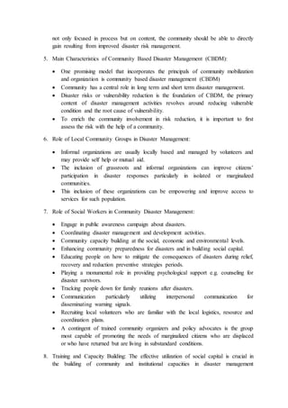 Community based disaster management1 | DOCX | Non-Profit Organizations ...