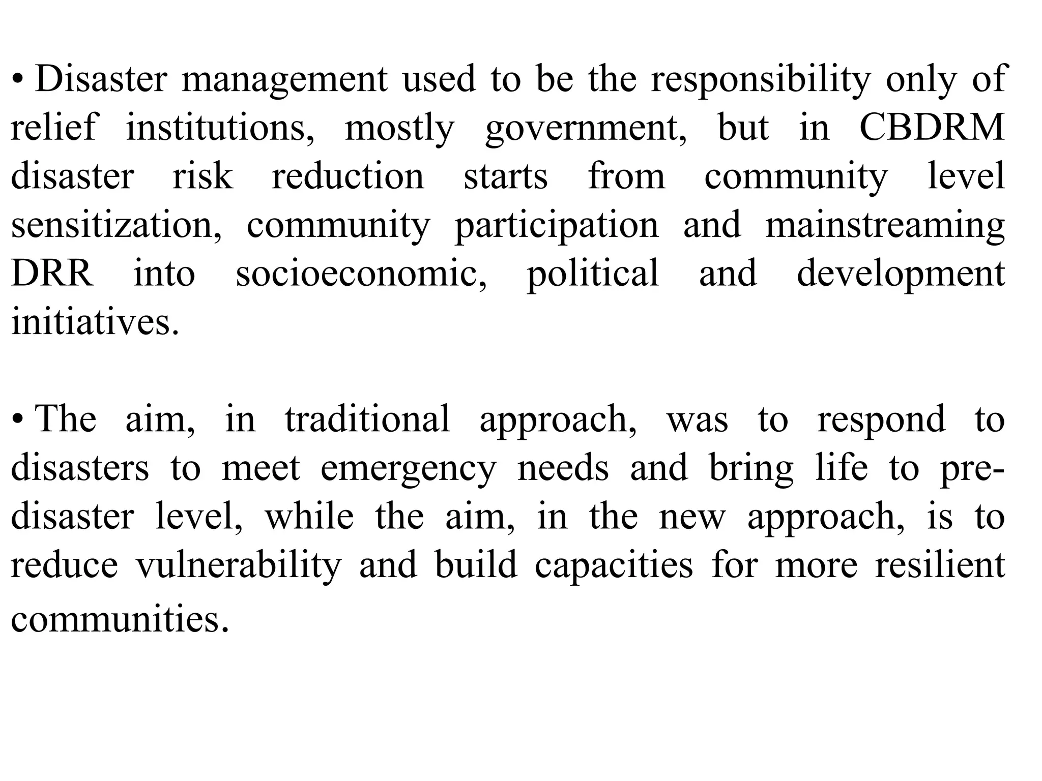 Community based disaster risk management approaches | PPTX