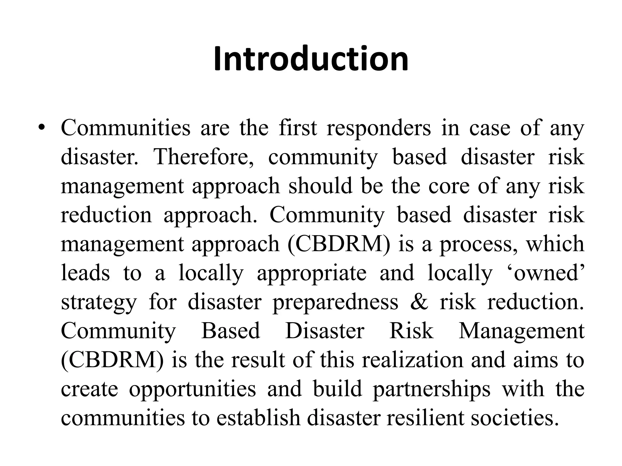 Community based disaster risk management approaches | PPTX