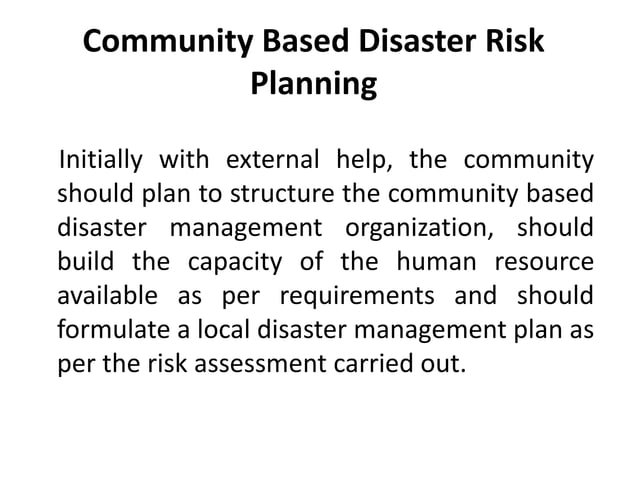 Community based disaster risk management approaches | PPTX