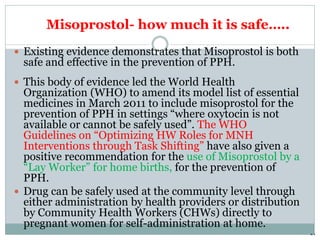 Community based distribution of misoprostol for preventing pph | PDF
