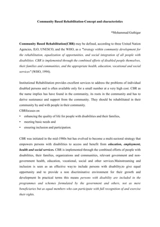 Community based rehabilitation | DOCX
