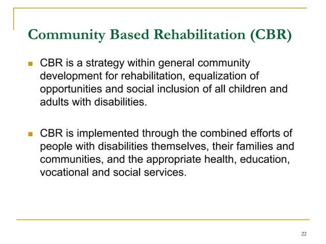 Community Based Rehabilitation.ppt | Physical Therapy | Wellness