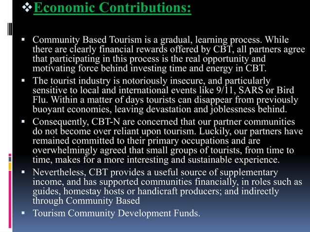 Community based tourism development | PPTX | Developmental Sites | Real ...