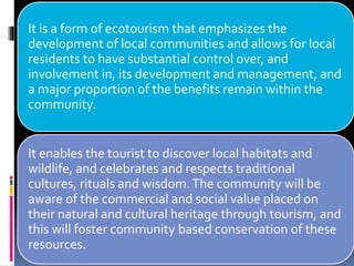 Community based tourism development | PPTX