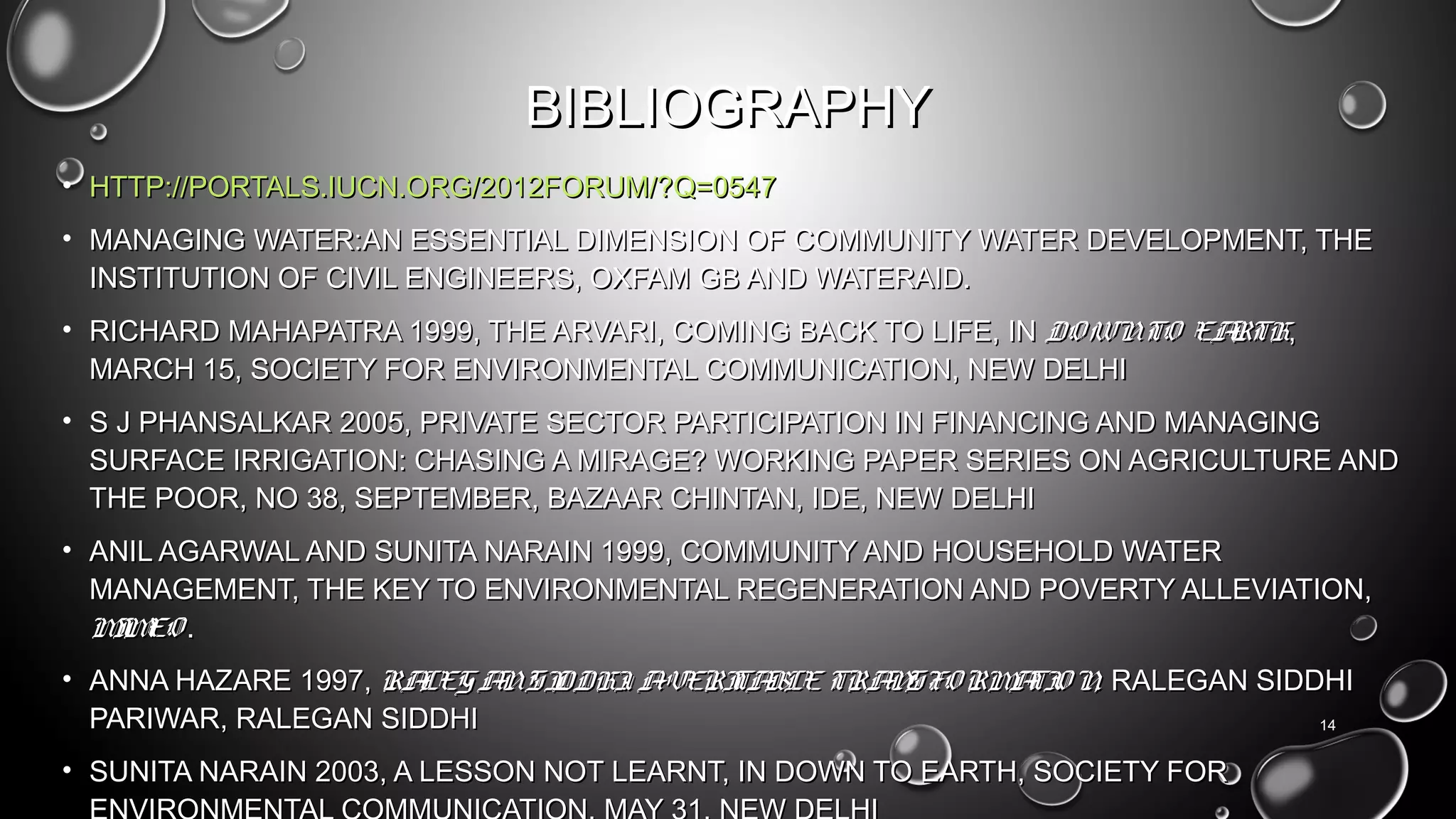 Community based water resource management | PPT