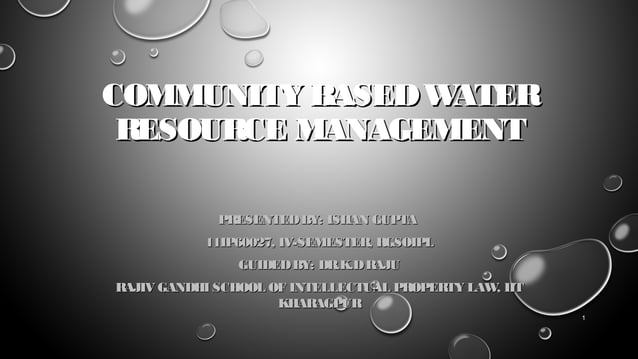 Community based water resource management | PPT | Water Services | Home ...
