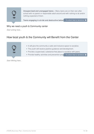 Community Center Business Plan Example | Upmetrics | PDF