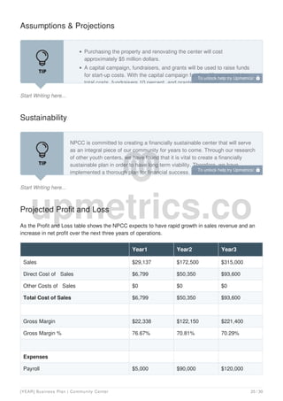 Community Center Business Plan Example | Upmetrics | PDF