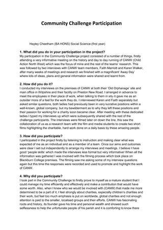 Community challenge participation, hayley cheetham | DOCX ...