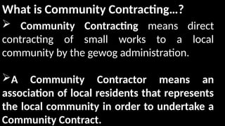 Community Contracting Protocol of Bhutan 2013 | PPTX