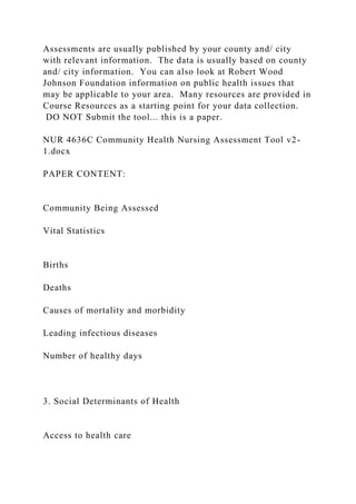 Community Data Assessment Project You will develop a proposed pu.docx ...