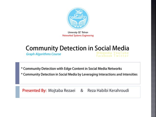 Community detection in social media | PPT