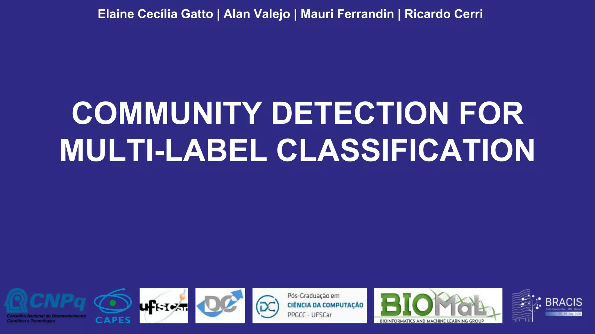 Community Detection Method For Multi Label Classification Ppt
