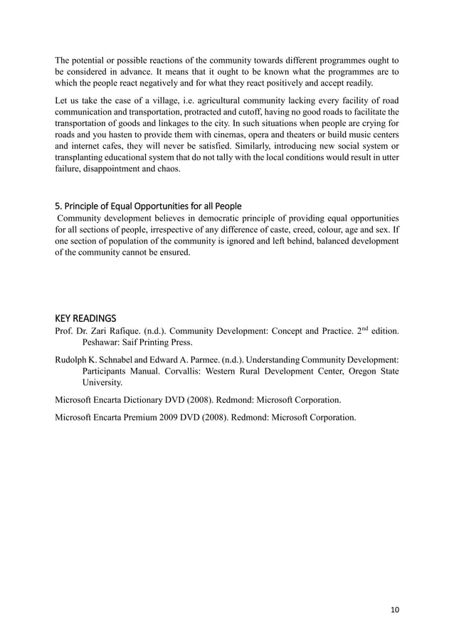 Community development concept and principles-imran ahmad sajid | PDF