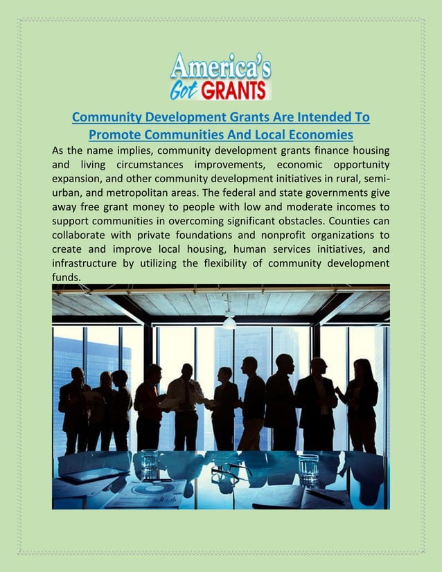 Community Development Grants Are Intended To Promote Communities And ...