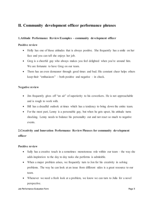 Community development officer perfomance appraisal 2 | DOCX | Resume ...