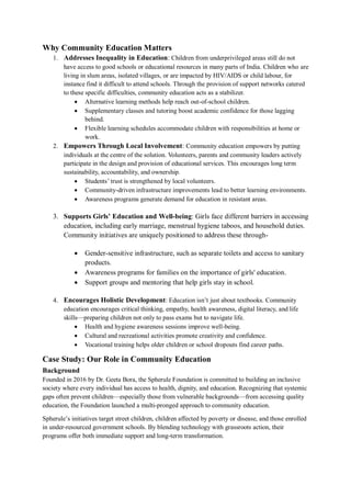 Unlocking Potential: Community Education for a Better Tomorrow | PDF