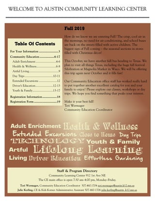 Community Education Brochure Fall 2019 | PDF