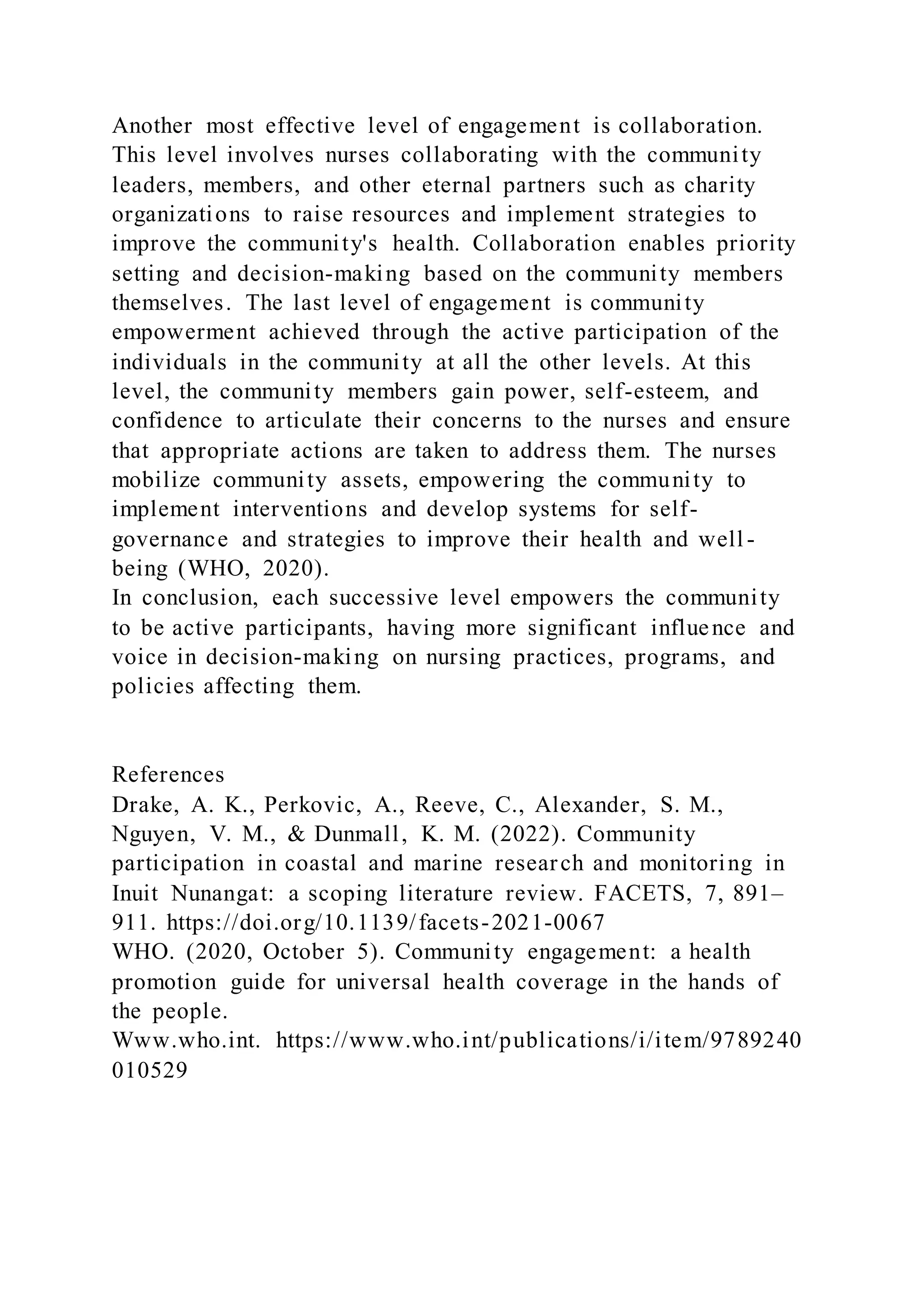 Community engagement is the collaboration between individuals from | DOCX