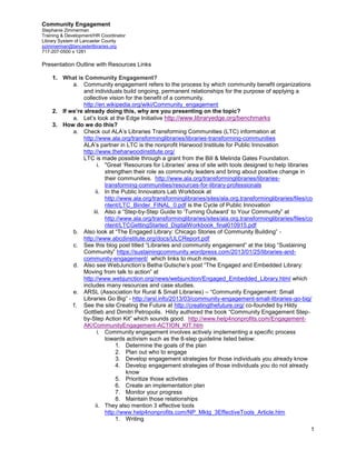 Community engagement presentation notes basic | PDF